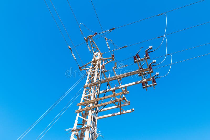 Detail of a High Voltage Electric Line Stock Photo - Image of ...