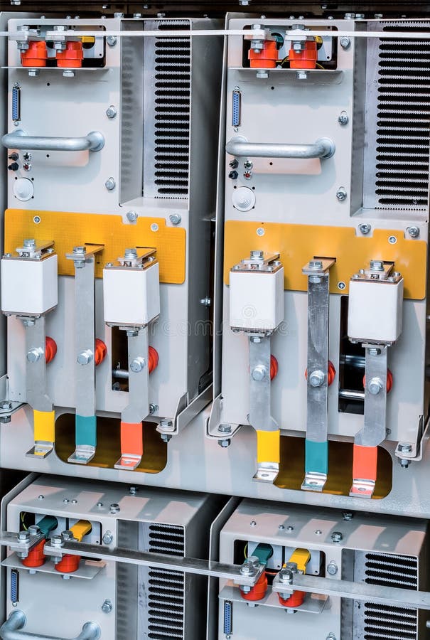 Detail of High-voltage Panel with Bus Bars. Stock Image - Image of high ...