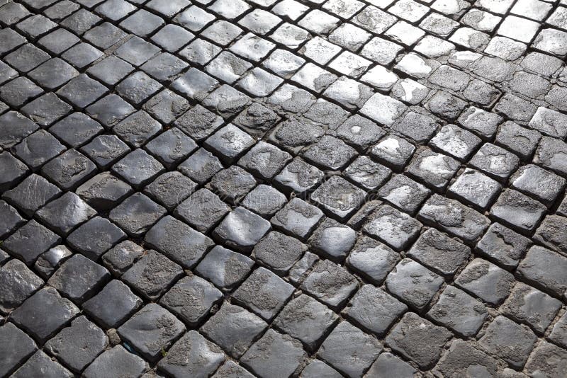 Detail of Historic Cobblestone Paved Street Stock Image - Image of ...