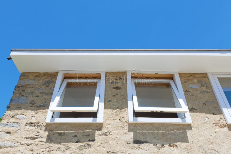 Detail of House, Two Windows Stock Image - Image of house, closeup ...