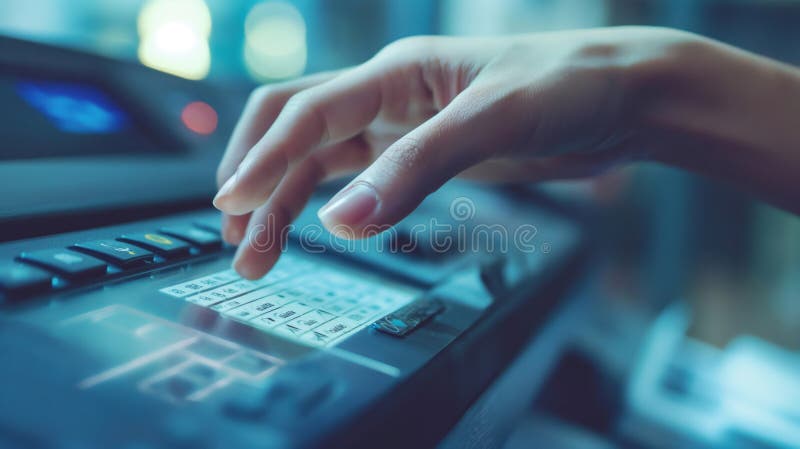 Detail of a Human Hand Pressing a Button on a Photocopier Stock ...