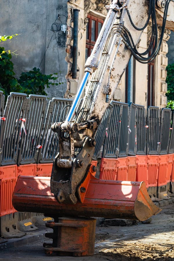 Detail of Industrial Excavator Working on Construction Site Stock Photo ...