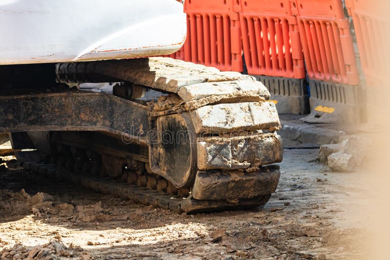 Detail of Industrial Excavator Working on Construction Site Stock Photo ...