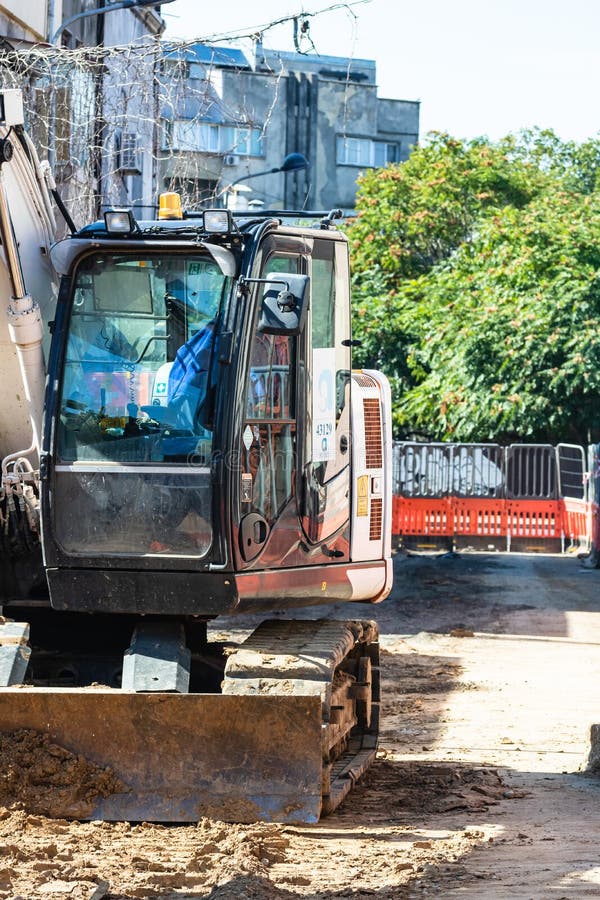 Detail of Industrial Excavator Working on Construction Site Editorial ...