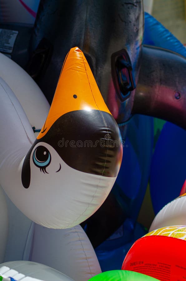 Detail of an Inflatable Duck-shaped Float Stock Photo - Image of shiny ...