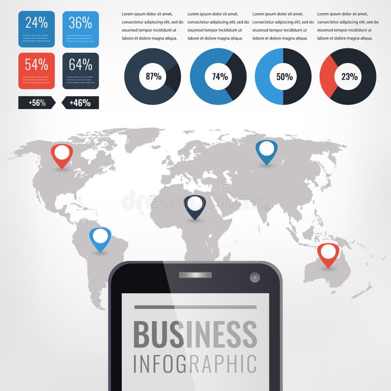 Detail Infographic Vector Illustration. World Map and Information ...