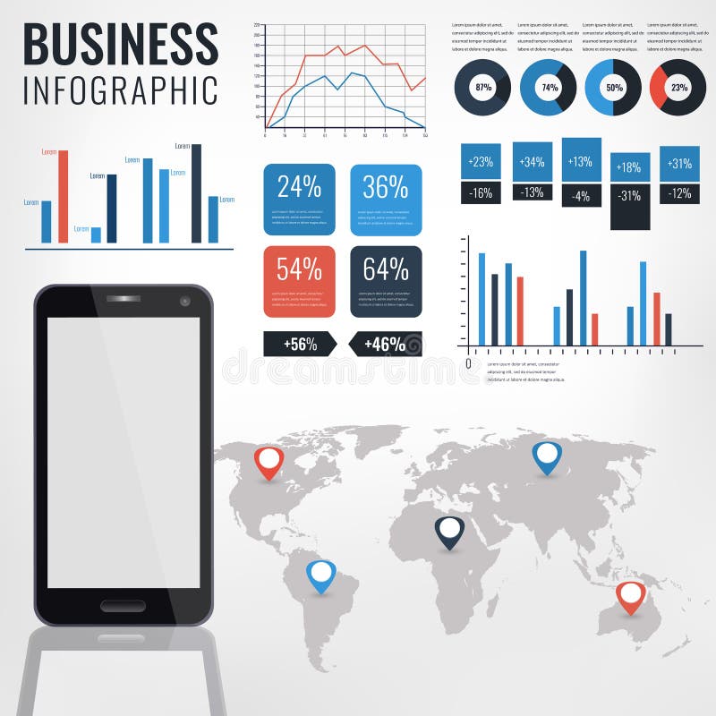 Detail Infographic Vector Illustration. World Map and Information ...