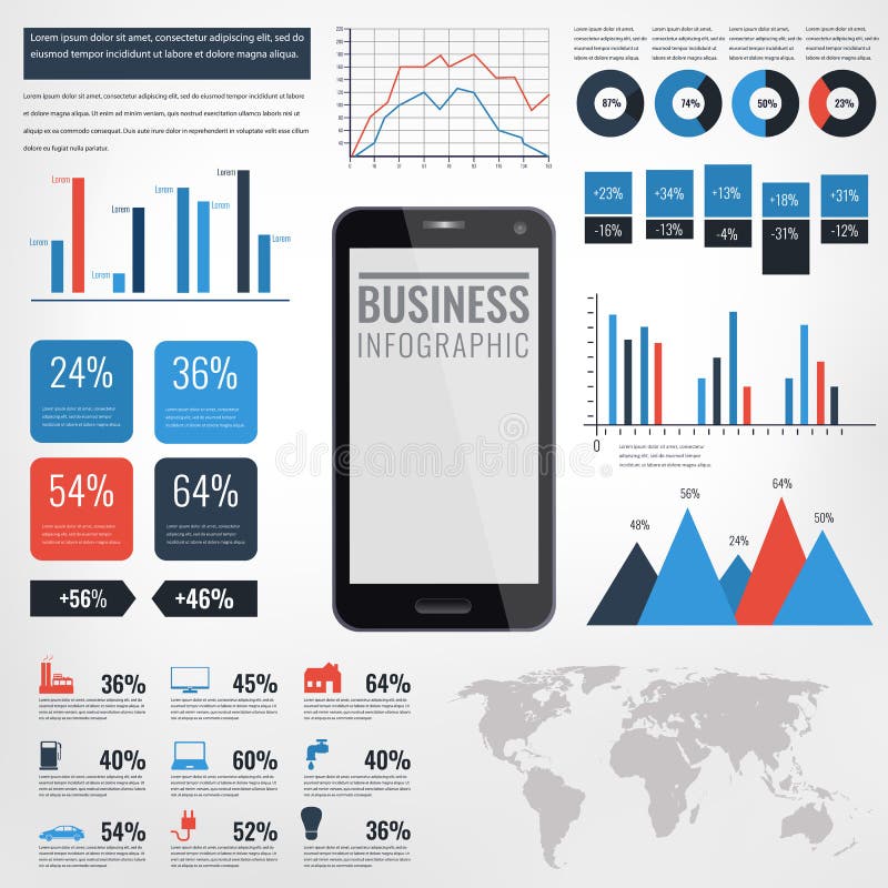 Detail Infographic Vector Illustration. World Map and Information ...