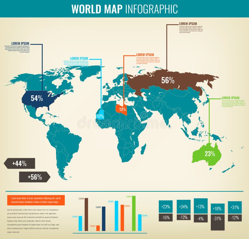 Detail Infographic World Map and Information Graphics. Vector Stock ...