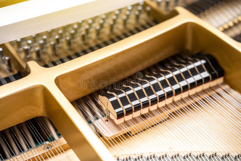 Inside a Grand Piano, Metal Frame, Strings and Mechanics of the Old ...
