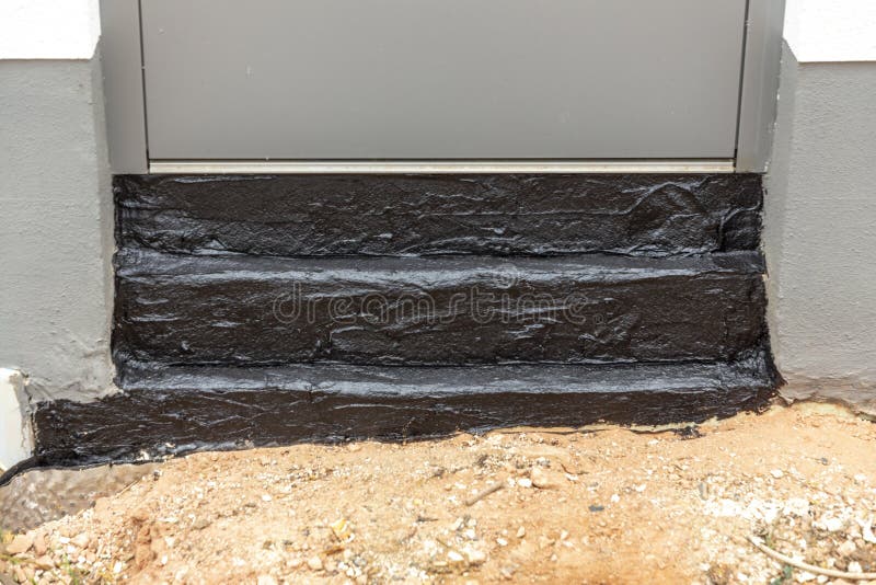 Detail of Insulation with Bitumen at an Entrance Door Stock Photo ...