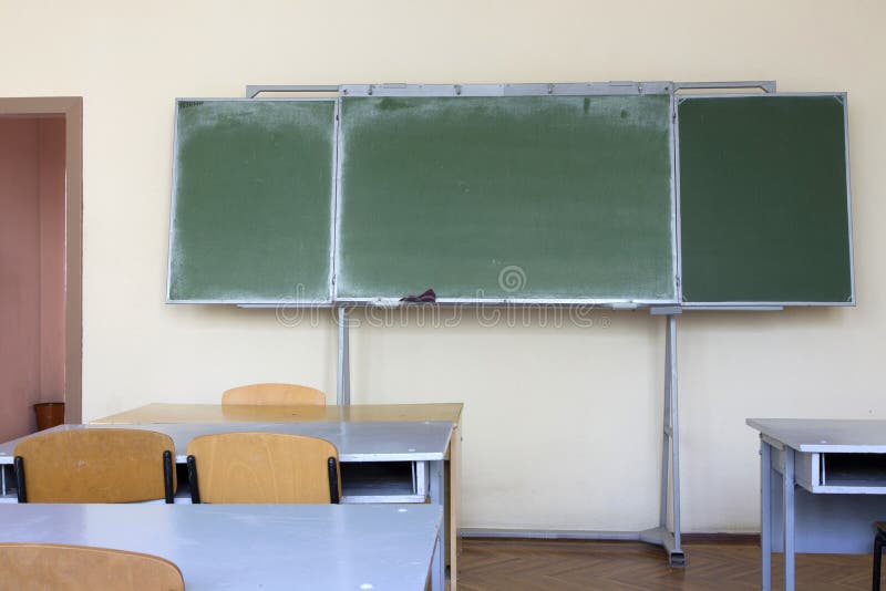 Detail Interior Classroom with Blackboard on the Wall. Stock Photo ...