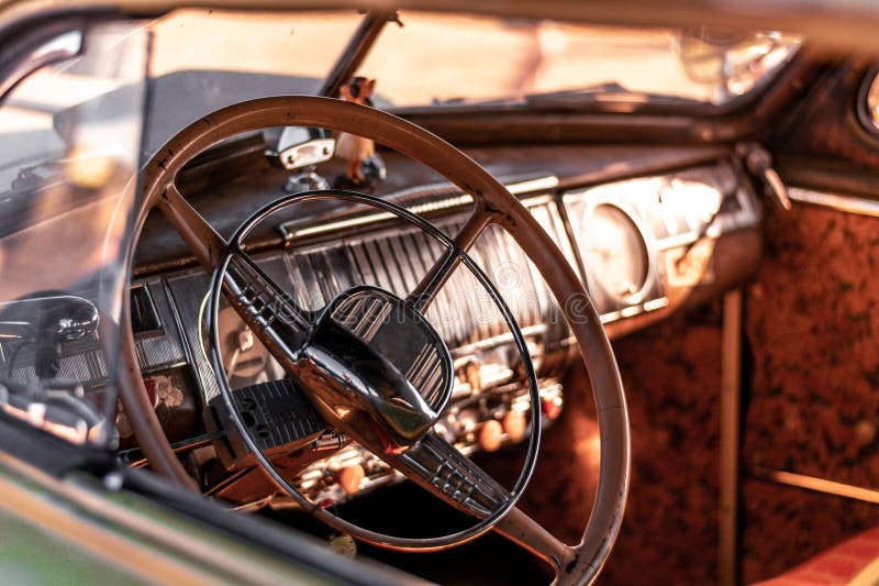 Detail of the Interior of a Vintage Car. Retro Car Editorial Photo ...