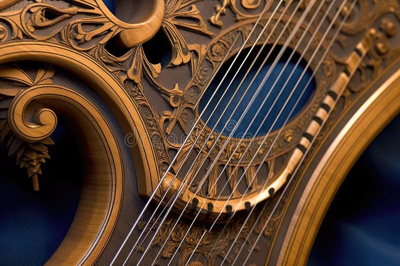 Detail of an Intricate Harp Guitar Design Stock Illustration ...