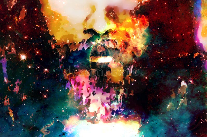 Detail of Jesus Face in Cosmic Space. Computer Collage Version. Stock ...