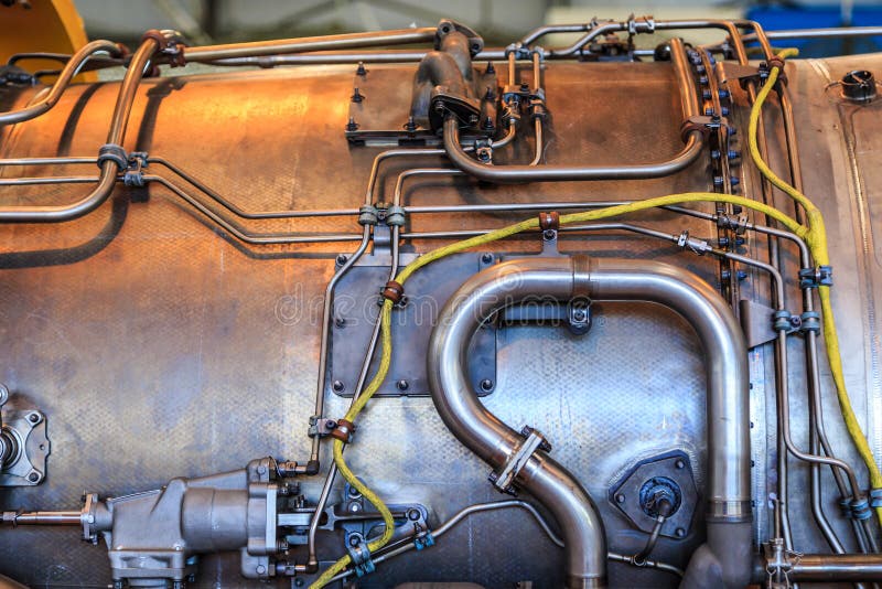 Detail of jet engine stock photo. Image of pipes, aluminum - 64496108
