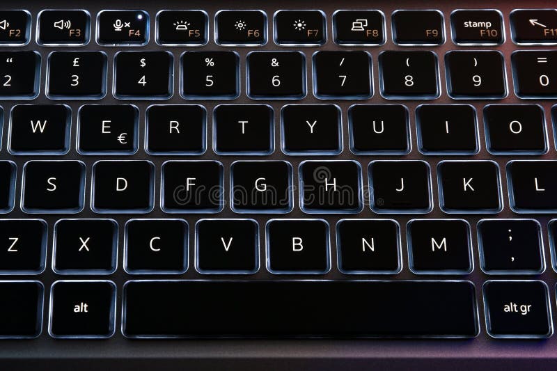 Detail of Laptop Backlit Keyboard Stock Photo - Image of office ...