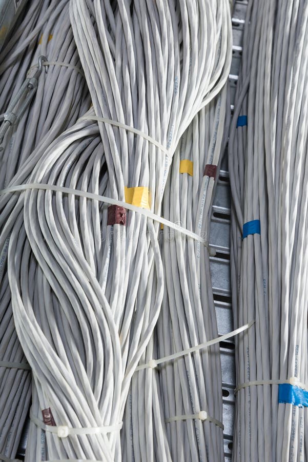 Bunch of Network Cables in Wave Pattern Leading Across Server Ro Stock ...