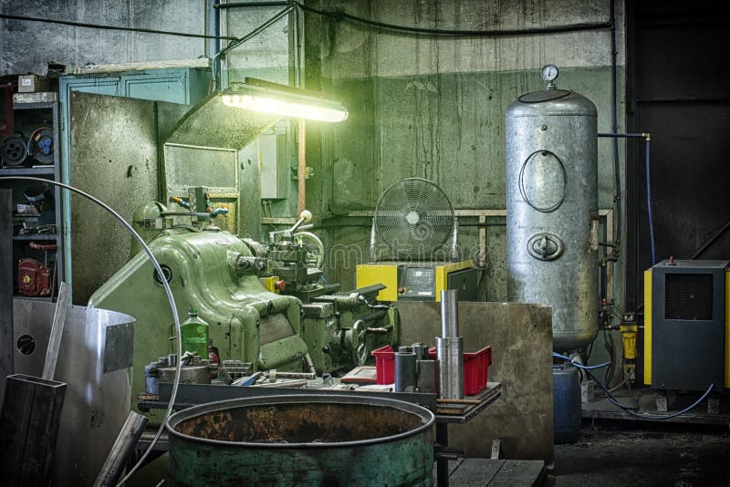 Detail of Lathe Machine in Factory Stock Photo - Image of iron, scrap ...
