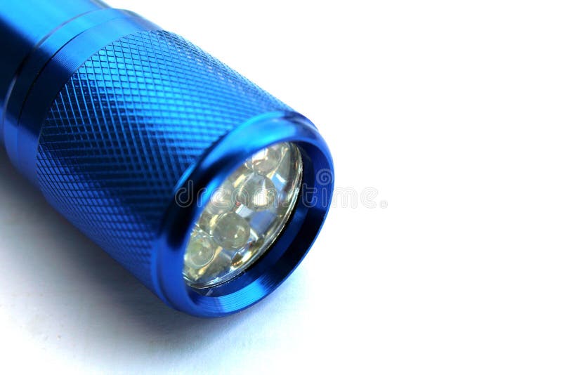 Detail of a Led Flashlight on White Background Stock Photo - Image of ...