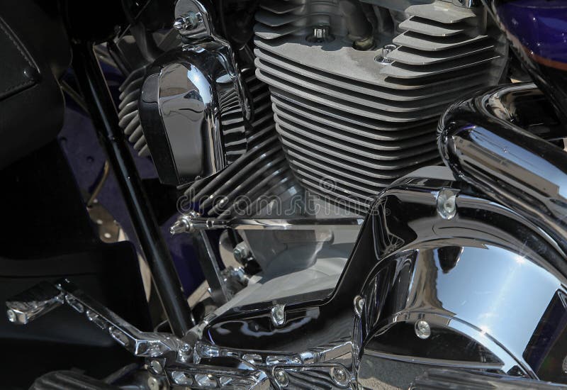 Detail of a Motorcycle Engine Stock Photo - Image of wheel, cylinder ...