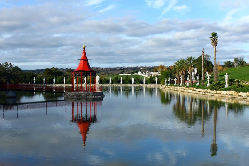 Detail of a Little Temple and a Lake Stock Image - Image of door ...