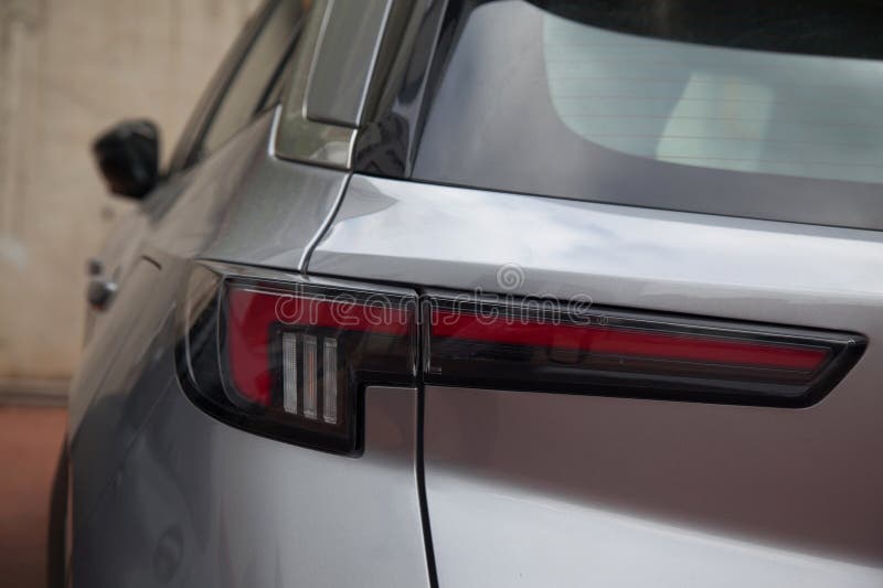 Detail of Luxury Car Headlights Lamp, Grey Modern Car Tail Red Lamp ...