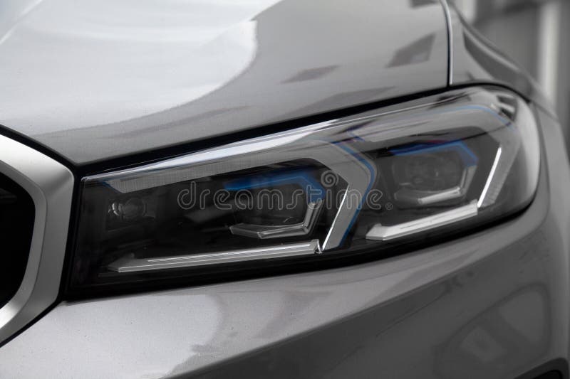 Detail of Luxury Grey Car Headlights Lamp, Modern Car Front Lamp Stock ...