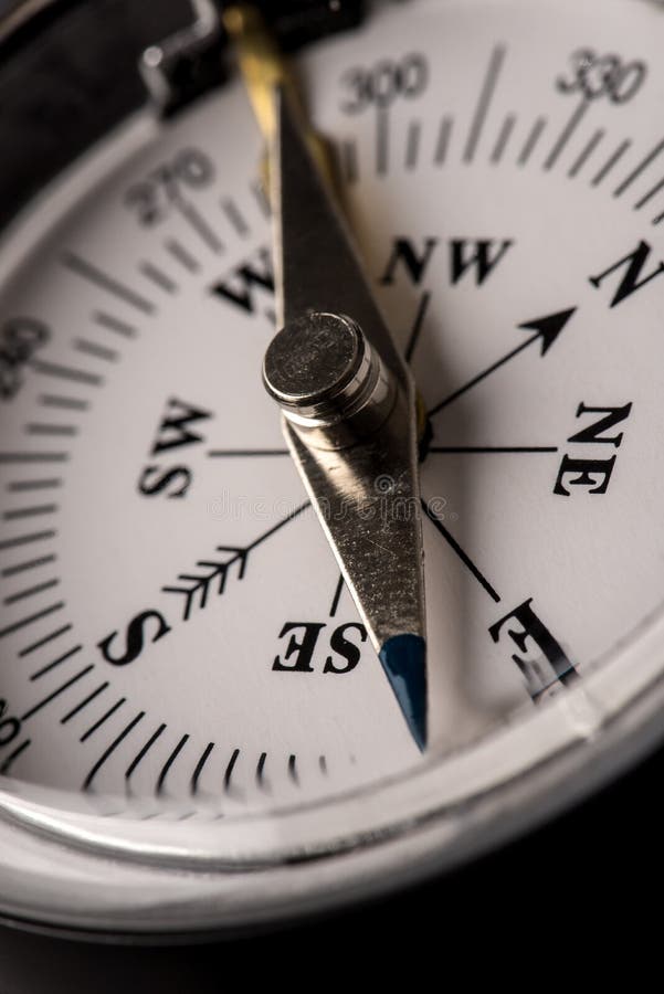 Detail of a Magnetic Compass Stock Photo - Image of tracking, pointer ...