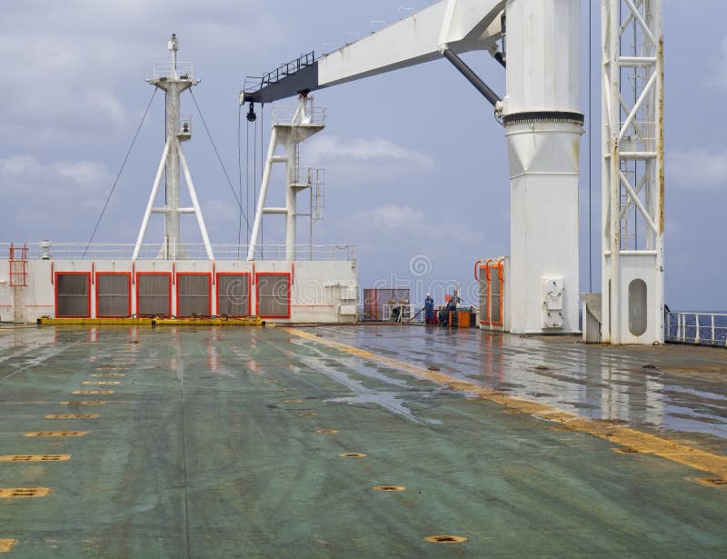 Detail of a Main Deck for Containers in a Big Ship Stock Photo - Image ...