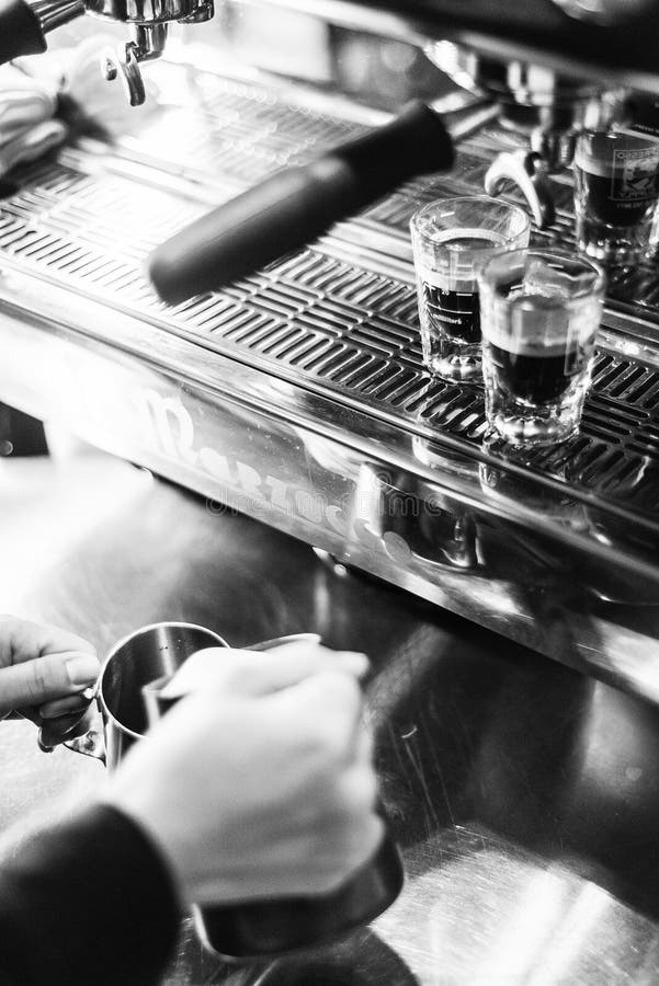 Making espresso coffee. stock image. Image of freshness - 132672945