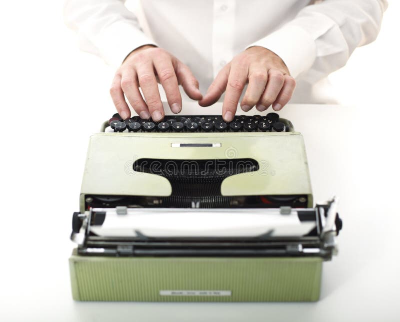 Detail of Man with Typewriter Stock Photo - Image of male, portrait ...