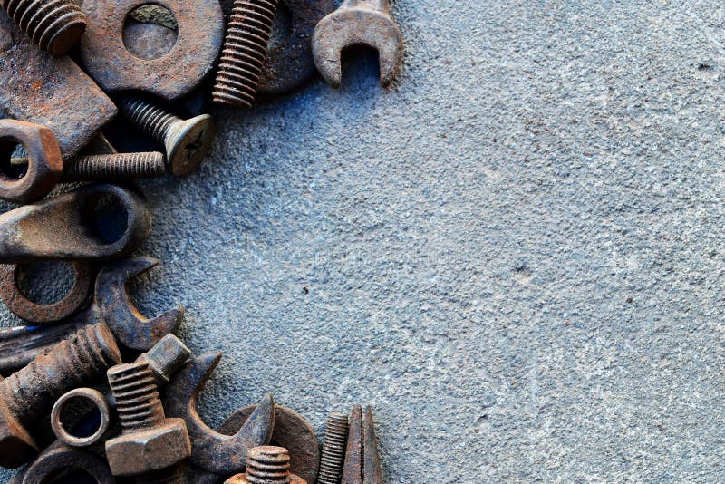 Many Rust Steel on Cement Ground Stock Image - Image of cement, metal ...