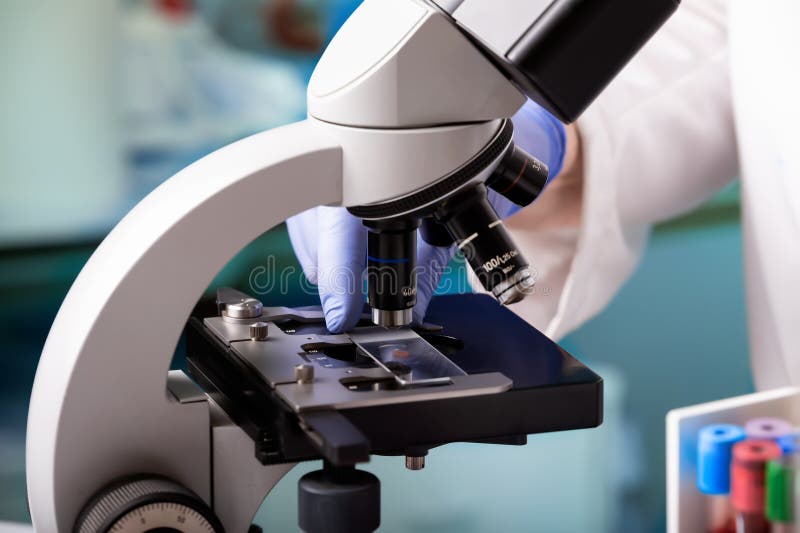 Close-up of Laboratory Scientist a Microscope Being Used in a Lab Stock ...
