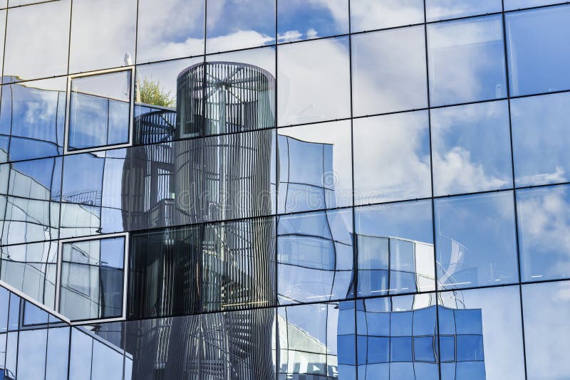 Detail of a Modern Building with Reflections Stock Photo - Image of ...