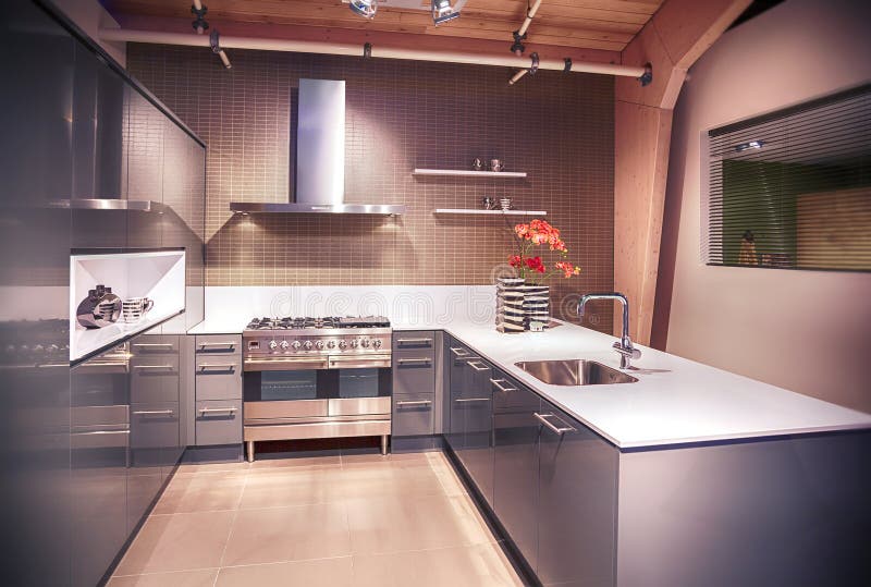 Detail of modern kitchen stock image. Image of clear - 35090773