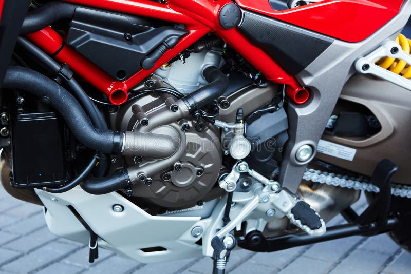 Detail of Modern Motorcycle Engine. Stock Image - Image of custom, bike ...