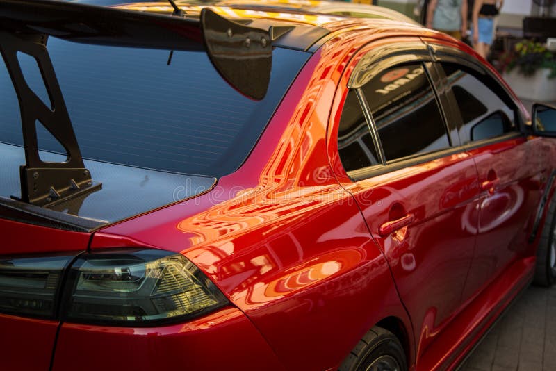 Detail of Modern Red Tuning Car. Stock Photo - Image of bumper, steel ...