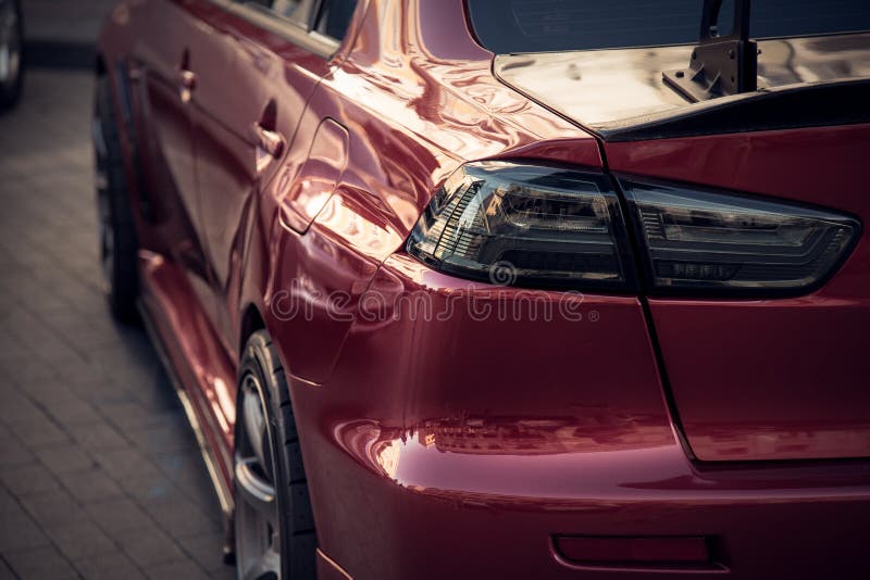 Detail of Modern Red Tuning Car. Stock Photo - Image of design, light ...