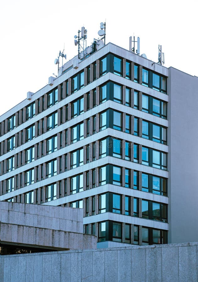 Modern Skyscraper at White Sky Stock Image - Image of homes, concrete ...