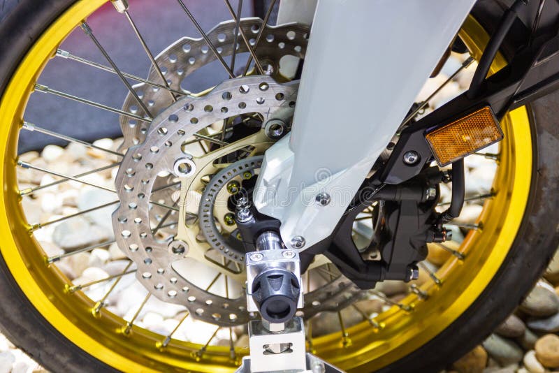 Detail Motorcycle Brake Disc and Front Wheel Stock Photo - Image of ...