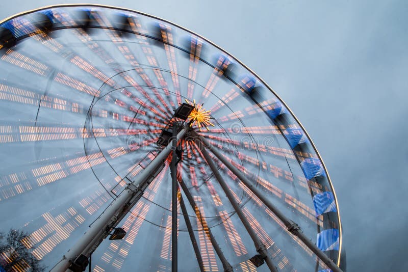 Moving Ferris Wheel stock photo. Image of blur, night - 18767350
