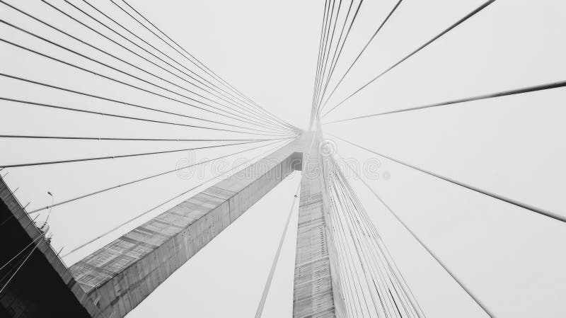 Detail of the Multi-span Cable-stayed Bridge on Sky Background Stock ...