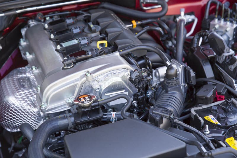 Detail of new car engine stock image. Image of close - 58772819