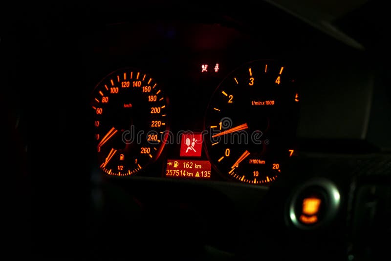 Night red car odometer stock image. Image of fuel, black - 234230545