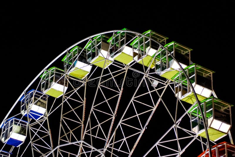 Detail of a Night-time Panorama Wheel Lit by Lights Stock Photo - Image ...