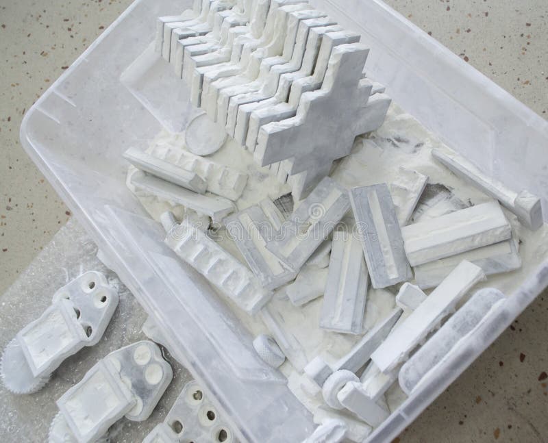 Detail Objects Printed on a 3D Printer and Covered with White Polyamide ...