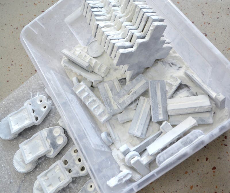 Detail Objects Printed on a 3D Printer and Covered with White Polyamide ...