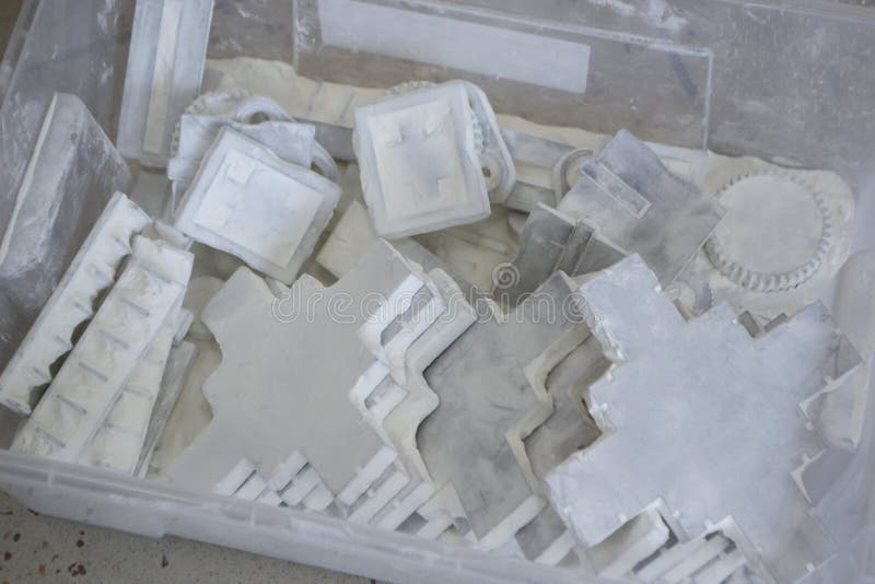 Detail Objects Printed on a 3D Printer and Covered with White Polyamide ...