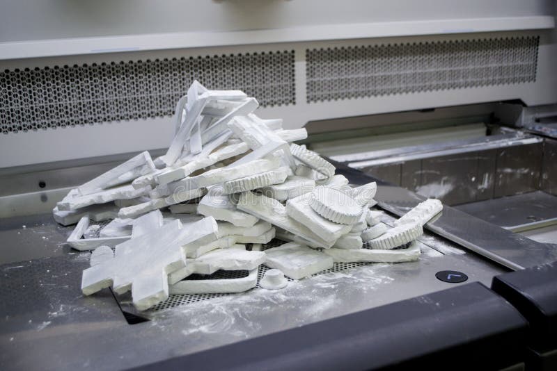 Detail Objects Printed on a 3D Printer and Covered with White Polyamide ...